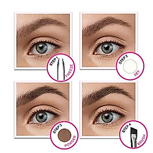 Wet N Wild Ultimate Eyebrow Makeup Kit, Eyebrow Powder Dark Brown, Brow Hair Removal Tweezers, Wax, Brush