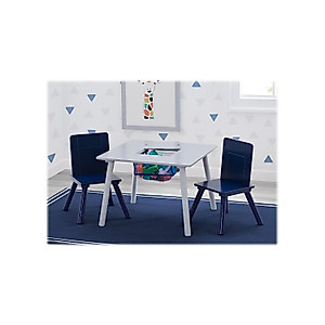 Delta Children Kids Table and Chair Set with Storage (2 Chairs Included), Grey/Blue
