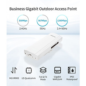 Wireless WiFi Access Point︱Dual Band 2.4GHZ 5GHZ Wave 2.0︱POE Powered Port︱4 x 4 MU-MIMO︱Seamless Roaming for Indoor Wall/Ceiling Mounted