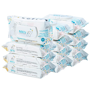 Niki's Natural Baby Wipes | Sensitive Organic Baby Wipes | Made with Manuka Honey and Coconut Oil, No Added Scents | EWG Verified | 744 Wipes (12 Pack x 62 Count Wipes) Baby Wipes Bulk