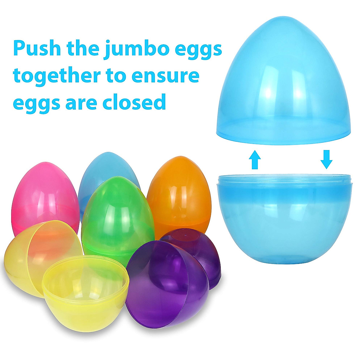 JOYIN 10" Jumbo Easter Eggs, 6PCS Clear Plastic Giant Eggs Empty Fillable for Easter Filling Treats Party Favor Hunt Classroom Prize Supplies Decoration
