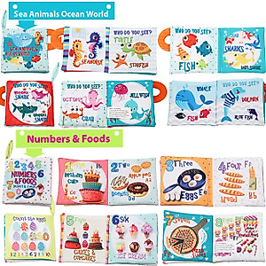 Baby Books Toys Gifts, Touch and Feel Cloth Crinkle Books for Babies,Infant Toddler Baby 0-3-6-12-18 Months,Early Learning Toys 6 to 12 Months 1-2 Years Old,Christmas Shower Gift for Boys Girls,8 PCS
