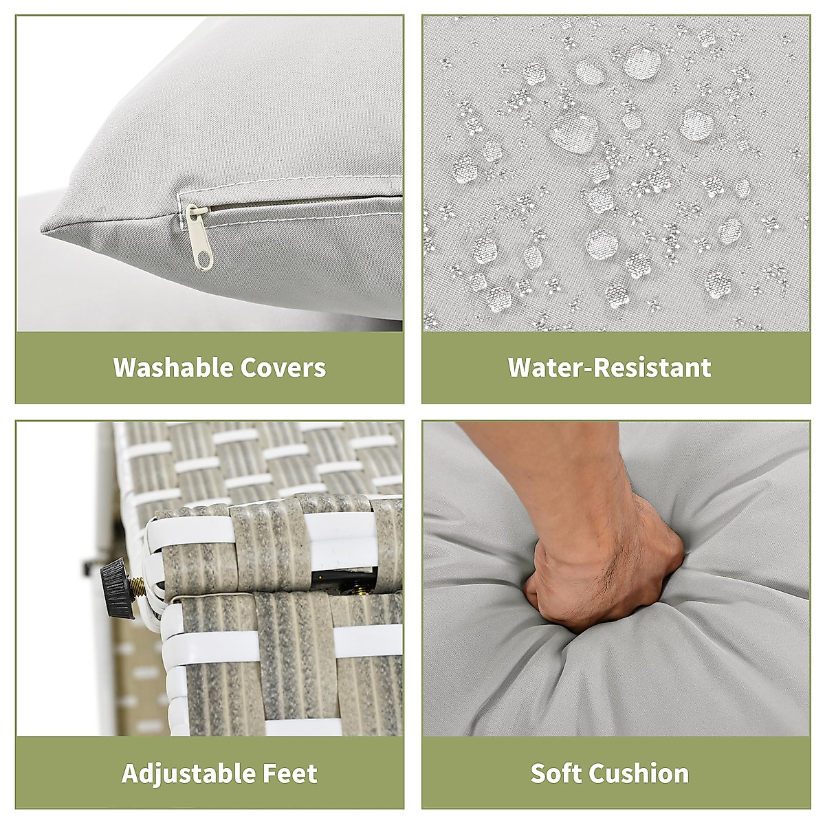 Merax Patio Conversation Set, 5-Piece Outdoor Furniture Round Sectional Sofa Set Rattan Daybed Two-Tone Weave Sunbed with Retractable Canopy, Gray