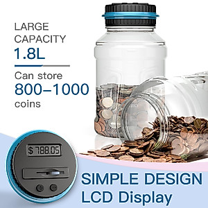 Lefree Big Piggy Bank, Digital Counting Coin Bank,Money Saving Jar,Gift,Powered by 2AAA Battery (Not Included)…