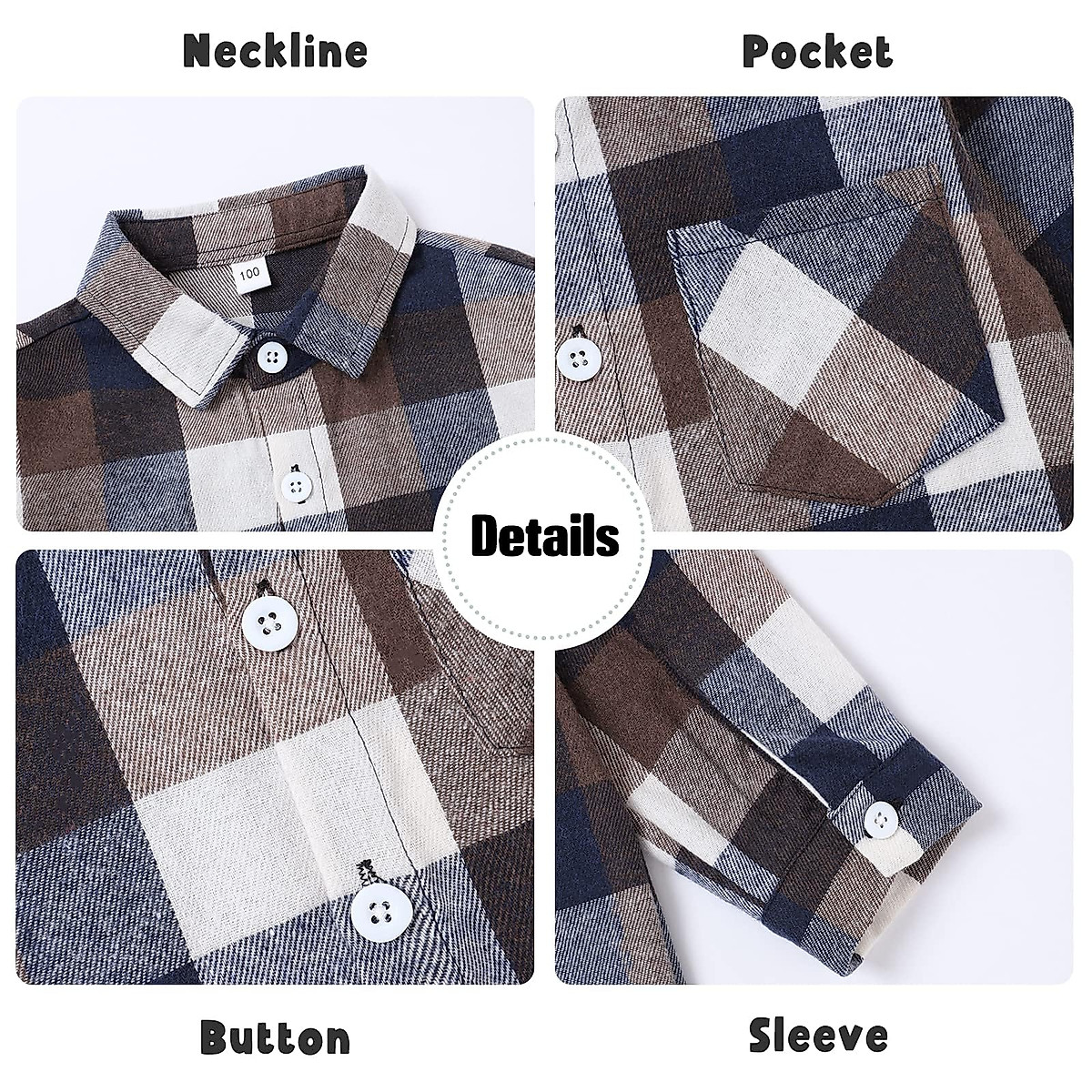 Fuermos Toddler Baby Boy Girls Outfits Plaid Flannel Long Sleeve Shirt Tops Kid Clothes(4-5T)