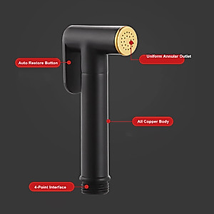 Handheld Bidet Sprayer, Wall Mounted Bidet Toilet Sprayer, Black Gold Hand Held Bidet With One-In-Two-Out Angle Valve And Spring Hose, Bathroom Hand Sprayer Kit For Toilet And Self-Cleaning,Type2