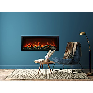 Amantii SYM-50-XT-BESPOKE Symmetry Extra Tall Bespoke 50-inch Indoor/Outdoor Electric Fireplace with Remote, Trim, Drift Log Media, and WiFi/Bluetooth Speaker
