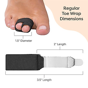ZenToes Hammer Toe Corrector for Women & Men - Reusable Fabric Buddy Wraps for Broken Toes - Cushioned Toe Splint for Protection & Recovery & Hammertoe Straightener - 4 Count (OSFM, Black)