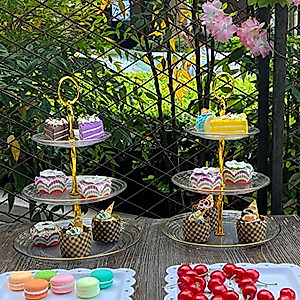 Cupcake Stand, 3-Tier Dessert Plates Mini Cakes Fruit Candy Display Tower Lollipop Stand Cookie Cupcake Tower Dessert Stand Lollipop Stand Cake Stand Tray Rack Candy Buffet Holder (Clear - 2 Pack)