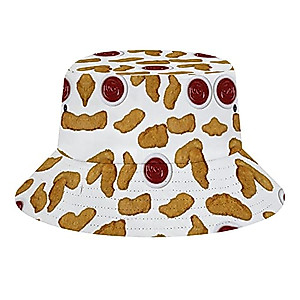 Vajriputra Fried Chicken Nuggets　 Summer Hats for Women, Unisex Bucket Hat Sun Hat Full Print Outdoor Beach Travel　Adult Uniform Code
