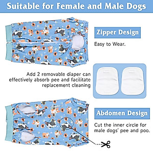 Dog Surgery Recovery Suit with 2Pcs Dog Diapers for Surgery Female Male Dogs, Pet Recovery Shirt Dog Abdominal Wound Bandages, Substitute E-Collar & Cone, Prevent Licking Dog Surgery Suit Blue L