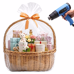 Extra Large Shrink Wrap Bags for Gift Baskets, 32x40 inches Clear PVC Heat Gift Basket Shrink Bags 10Pack