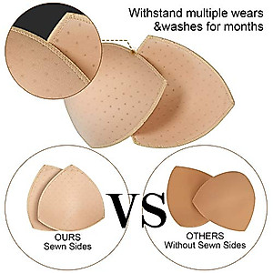 FUNCYboo Bra Pads Inserts 5 Pairs, Bra Inserts Breathable and Removable Bra Cups Inserts for Sport Bra Bikini Inserts (5 Beige)