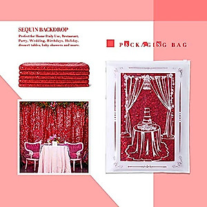 Red Backdrop Curtain 2 Panels 2ftx8ft Sequin Backdrop Drapes Red Glitter Curtains Shimmer Wedding Backdrop Curtain Drapes Fabric Red Background