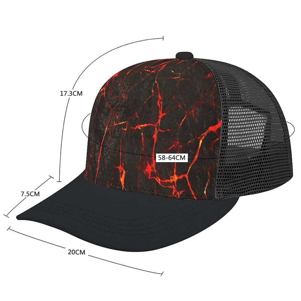 WOWorldgoods Unisex Baseball Cap Curved Brim Lightning Red Trendy Adjustable Mesh Back Trucker Dad Hip Hop Dance Hat for Youth