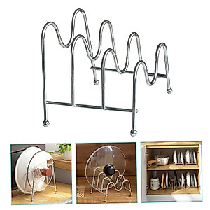 Zerodeko 3pcs Three Layer Pot Lid Rack, Iron, Silver, Storage Rack