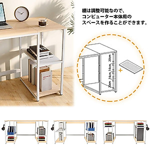 DOMY HOME 53" Computer Desk Student Kids Writing Desk Laptop Desks w 2 Large Storage Shelves White Craft Desktop PC Table for Bedroom Home Office Study Dormitory, Headphone Hook, Easy Assembly, Oak