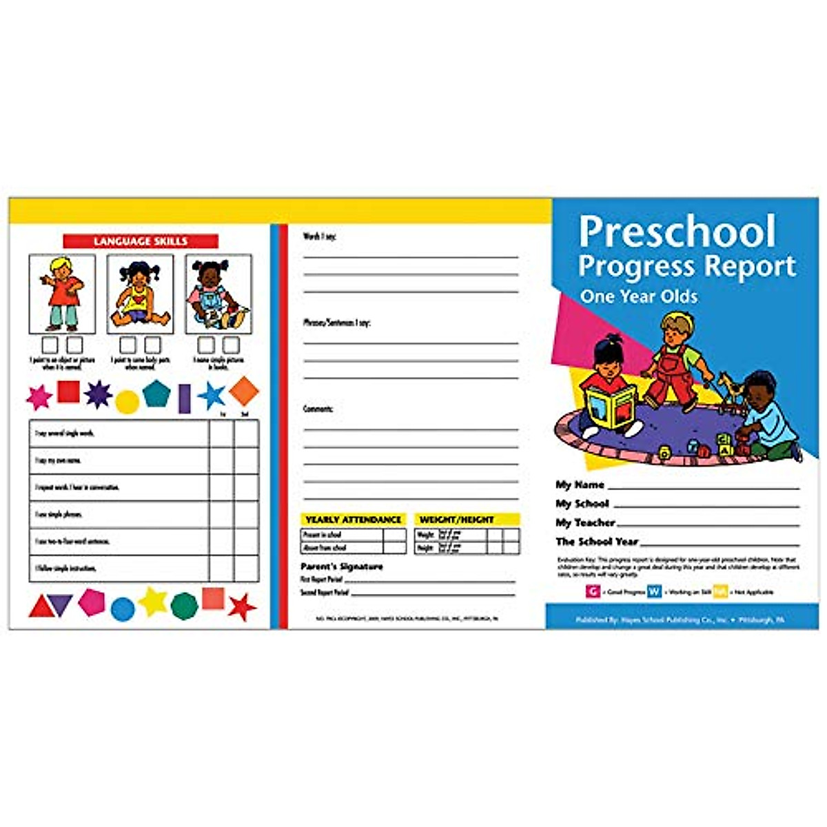 Hayes Publishing Preschool Progress Report (1 Year olds), Pack of 10