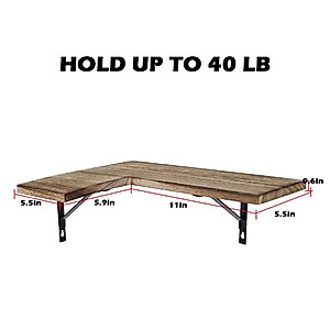 2 Pack Floating Shelves,Steel Wood Bookshelf Corner Shelf Living Room Showcase Storage Shelf Heavy Duty Shelves,Corner Shelves for Wall (Yellow)