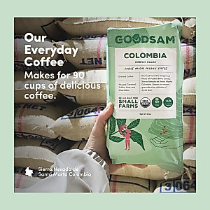 GoodSAM Organic Ground Coffee, Medium Roast 2 lb, Colombian Single Origin, Non GMO Arabica Beans, Vegan, Keto, Regenerative Farming, Direct Trade