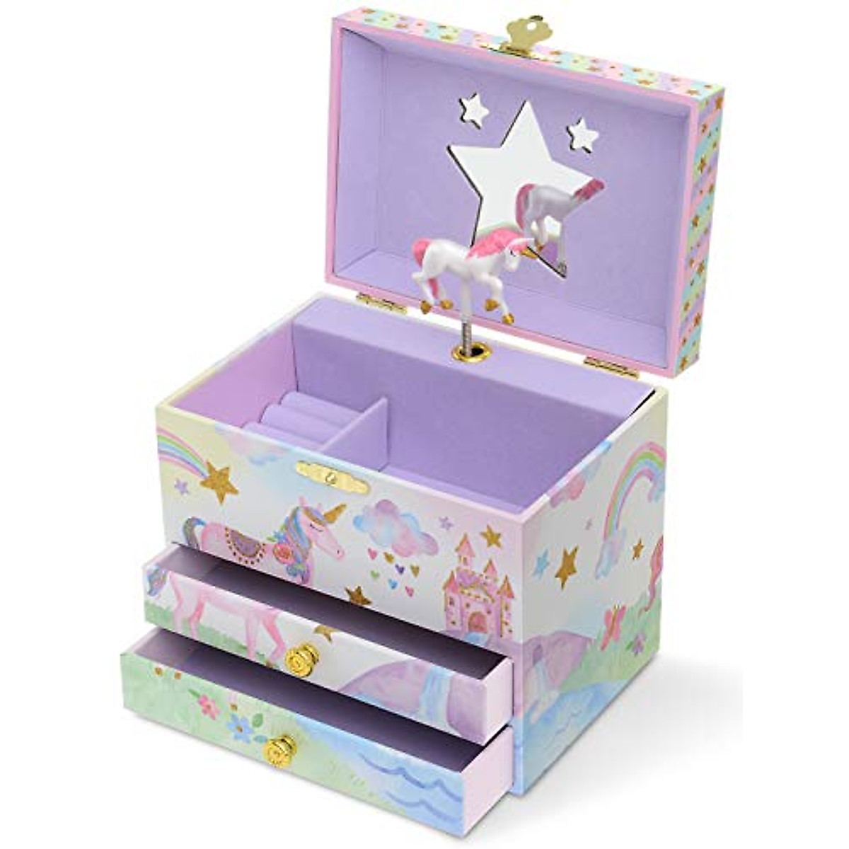 Jewelkeeper Unicorn Music Box & Little Girls Jewelry Set - 3 Unicorn Gifts for Girls - Unicorn Jewelry Box for Girls - Music Boxes for Girls