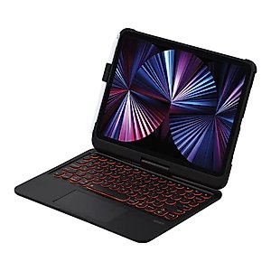 INI iPad Keyboard Case for iPad Air (5th & 4th Gen 2020, 10.9" 2022), iPad Pro 11" (3th & 2nd Gen) with Trackpad - 7 Color Backlit - 360° Rotatable Keyboards with Touchpad - Black