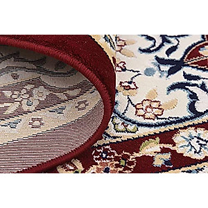 Unique Loom Narenj Collection Classic Traditional Textured Repeat Design Area Rug, 10' Round, Burgundy/Blue