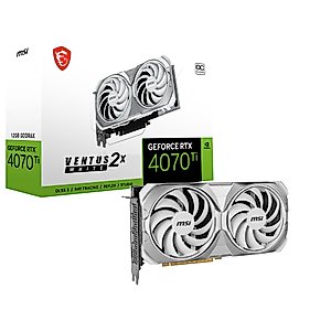 MSI Gaming GeForce RTX 4070 Ti 12GB GDRR6X Extreme Clock: 2655 MHz 192-Bit HDMI/DP Nvlink Tri-Frozr 3 Ada Lovelace Architecture Graphics Card (RTX 4070 Ti Ventus 2X White 12G OC)
