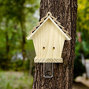 GRTRE 1 Pack Wood Carpenter Bee Trap for Outside - Best Bee Trap - Wood Boring Bee Trap- Nature Chalet Style Carpenter Bee Traps Outdoor Hanging - Insect Traps Removes Carpenter bee