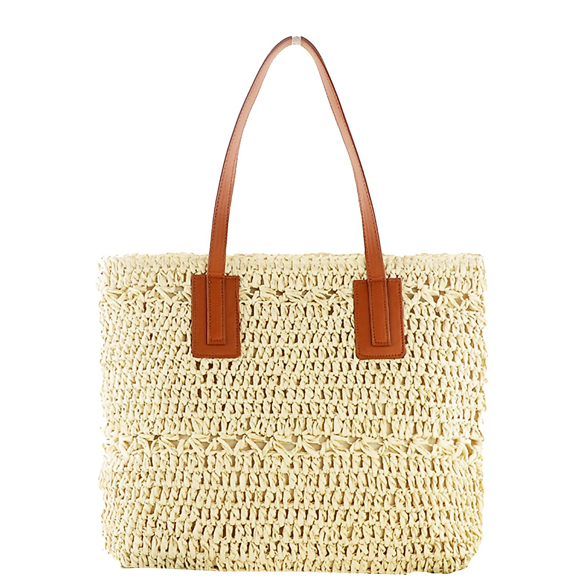 Straw Bag for Women Woven Beach Structured Tote Handmade Crochet Carteras De Mujer Summer Shoulder Bohemian Pom Travel