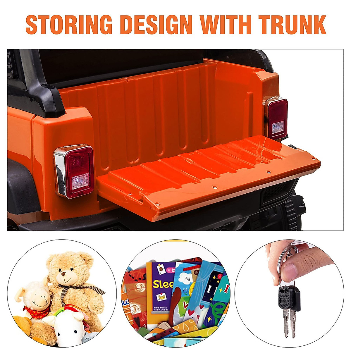 TOBBI 12V Kids Ride On Cars Truck with Remote Control 3 Speeds Toddler Motorized Vehicles Toys for Girls Boys (Orange)