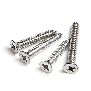 100 Pcs M2x14mm Flat Head Wood Self Tapping 304 Stainless Steel Screw Phillips Head Self Drilling