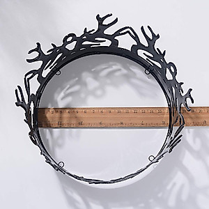 S SNUOY Black King Crowns for Men Antique Branch Crown Baroque Full Round Metal Crowns for Birthday Costume Prom Accessories Diameter 16cm Small Size Circumference 50cm