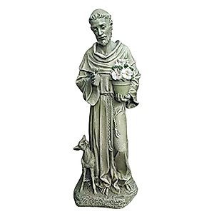 CHRUI St Francis Garden Statues, Solar 20 Inch Saint Francis of Assisi Catholic Christian Yard Decor Lawn Garden Patio Outdoor Sculptures Garden Art Decorations