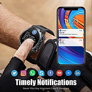 Military Smart Watches for Men Make Call 1.39" HD Big Screen Fitness Tracker Rugged Tactical Smartwatch Compatible with iPhone Samsung Android Phones Heart Rate Sleep Monitor Sports Watch