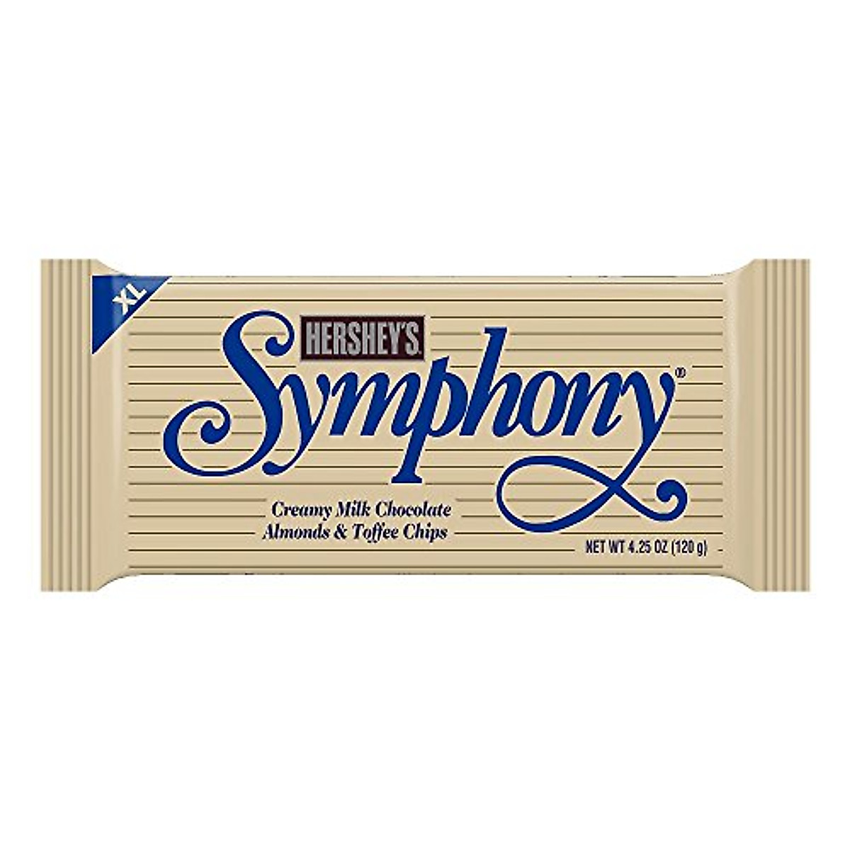 HERSHEY'S SYMPHONY Chocolate Almond Toffee XL, Candy Bars, 4.25 oz (16 Pieces, 12 Count)