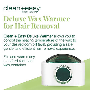Clean + Easy Deluxe Warmer Only - Thermostatically Controlled Wax Heater with Unique Scraper Preventing Wax Drips for Hygienic Hair Removal Treatment, (120V)
