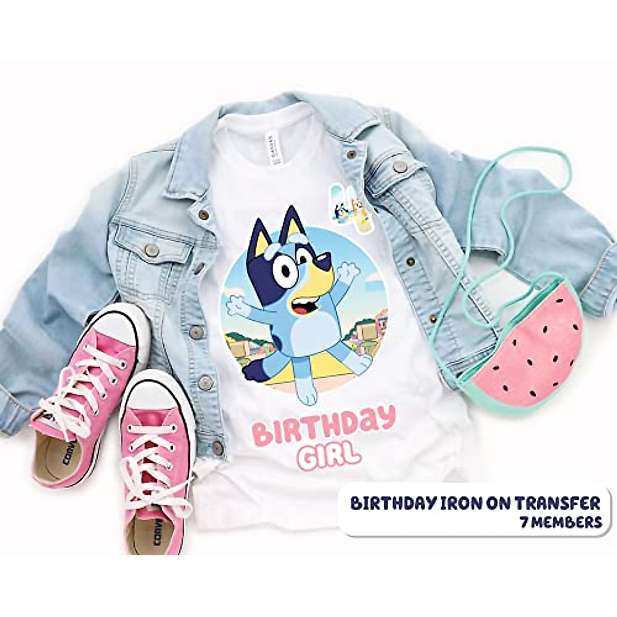 Birthday Iron on Transfer for Family Members Shirts - Blue Dog Print Matching Tees Shirt Silhouette Heat Decal Vinyl Patches Applique for Birthday Party Clothing Decoration Supplies Boy Girl