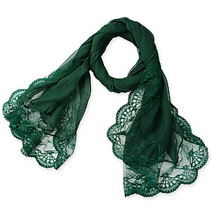corciova Chiffon Extra Long Dark Emerald Green Sheer Head Silk Scarf Lightweight Evening Pashmina Shawl and Wrap for Women