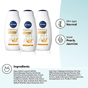 NIVEA White Peach and Jasmine Body Wash with Nourishing Serum, Pack of 3, 20 Fl Oz