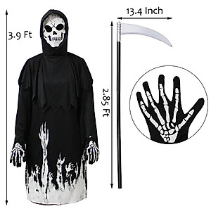 Lulu Home Halloween Kids Costume, Glow in The Dark Halloween Scary Kids Costume Boys Kids Costume