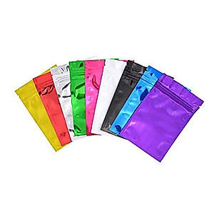 100 Pcs Reclosable 10.2x12.7 cm/4x5inch Clear Colorful Mylar Foil Flat Bag Sample Pouch Heat Sealable Aluminum Foil Bags Food Storage Coffee Candy Foil Grip Seal Wrap (White)