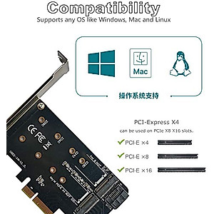 Valuegist PCIe Adapter for One M.2 NVMe Mkey and One SATA Bkey SSD, PCI-e 4.0 X4 Card Supports NGFF M2 M-Key or B-Key (M+B) SSD of Length 2280,2260,2242,2230, PCIe NVMe Adapter with SATA 3.0 Cable
