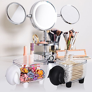 OTOSTAR 2 Pack Qtip Holder Dispenser Set with Lids Clear Plastic Apothecary Jars Vanity Makeup Organizer Storage Containers Storage Bathroom Organizer Set for Cotton Swab Ball Pads Floss (Sheep)