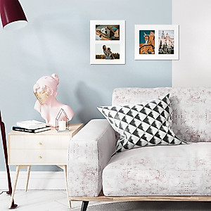 Golden State Art, Bevel Cut Mats for Two Photos, Acid-Free White Core for Photographs, Prints, Artworks - Great for Graduations, Frames (White, 8x10 Mats for 4x6 Pictures, Pack of 10)