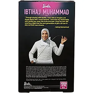 Barbie Ibtihaj Muhammad Doll with Fencing Uniform, Hijab, Sabre and Mask