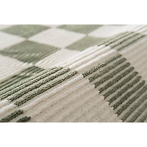 Revival Rugs Gambit 5'3"x8' Checkered Rug Washable Area Rug for Living Room Bedroom - 100% Recycled Oeko-TEX Certified, Medium Pile, Green, Beige