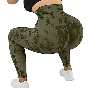 MOOSLOVER Women Corset High Waisted Leggings with Pockets Tummy Control Body Shaper Yoga Pants(S,#1 Army Green Tie-dye)