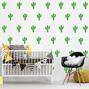 Melissalove 60pcs Cactus Kids Room Wall Stickers Nursery Decor Decal Art Mural Removable Vinyl Wall Decor Stickers D493 (Lime-Tree Green)