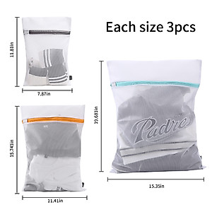 WBTEER 9-Piece Laundry Bag, Mesh Laundry Bag with Zipper, Lingerie Bags for Washing Delicates, 3 Sizes, Reusable Washing Bag for Underwear, Tops, Socks, Pants, Sweaters, Bras and Baby Clothes